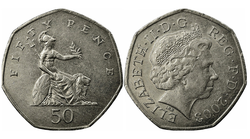 Description of 50 pence GBP Coin - Reelfinancial.com